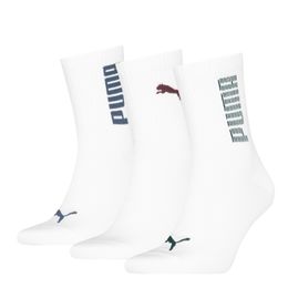 Socken Puma "Puma UNISEX RIB LOGO SHORT SOCK 3P", Herren, Gr. 39-42, wei&szlig;, colorot logos, Obermaterial: 64% Baumwolle, 22% Polyester, 11% Polyamid, 3% Elasthan, Socken Socken