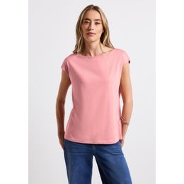 Street One Damen T-Shirtblush peach, Gr. 44, unifarben, Web, 50% Baumwolle, 50% Modal, Shirts, mit U-Boot-Ausschnitt
