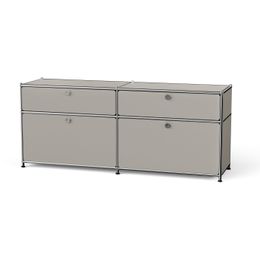 Tchibo - Sideboard Metall &raquo;Cn3&laquo; mit 2 Klappenf&auml;chern und 2 Schubladen - 152x40x64,5cm - hellgrau - Stahl / Aluminium / Kunststoff