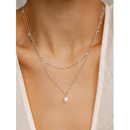 Hey Happiness Necklace 'Perlen Duo' female Silver size Onesize
