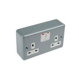 MK Electric Wall Outlet with Switch 2x Typ G (BS1363) Steckdose Wandmontage 13A 230V Grau - K2946 ALM
