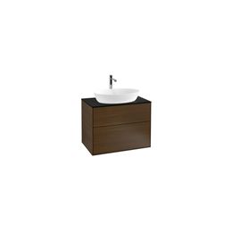 Villeroy & Boch V&B Waschtischunterschrank Wandbeleuchtung Finion 80x60,3cm, Abd.-Pl. bla m, Walnut veneer ; Villeroy & Boch (G75200GN)