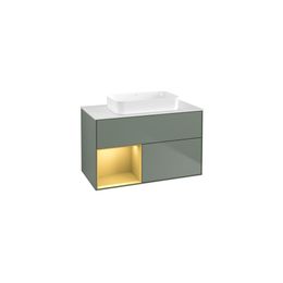 Villeroy & Boch V&B Waschtischunterschrank Wandbeleuchtung Finion 100x60,3 cm, Reg li gol m, Oli. m Lac ; Villeroy & Boch (G651HFGM)