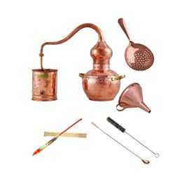 ich-zapfe Destille Komplettset - Destille alembic premium 2 Liter Kupfer mit Sieb und Barlöffel