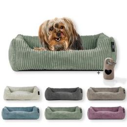 Rohrschneider &reg; Hundebett waschbar f&uuml;r kleine Hunde mit Hundekissen Cord (ca. 55x42 cm) inkl. Gassibeutel