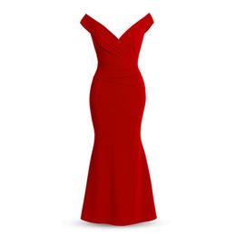 Goddiva Maxikleid Damen Größe 40 rot Winterkleid