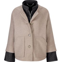 CREATION L PREMIUM Damen Wolljacke in 2-in-1-Optik beige-schwarz Gr&ouml;&szlig;e 38