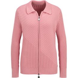 CREATION L PREMIUM Damen Strickjacke mit diagonalem Strickmuster rosenquarz Gr&ouml;&szlig;e 38