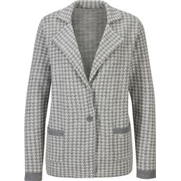 CREATION L PREMIUM Damen Strickjacke mit 1-Knopf-Verschluss steingrau-champagner-gemustert Gr&ouml;&szlig;e 44