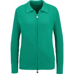 CREATION L PREMIUM Damen Strickjacke mit diagonalem Strickmuster smaragd Gr&ouml;&szlig;e 38