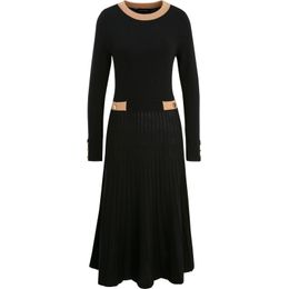 CREATION L PREMIUM Damen Strickkleid aus Merinowolle schwarz-camel-gemustert Gr&ouml;&szlig;e 38