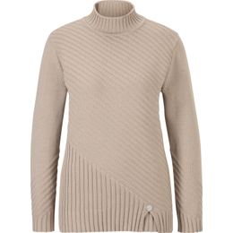 CREATION L PREMIUM Damen Stehkragenpullover Schlitz am Saum sesam Gr&ouml;&szlig;e 44