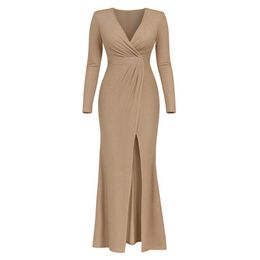 Goddiva Maxikleid Damen Gr&ouml;&szlig;e 46 beige Winterkleid