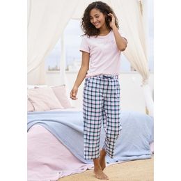 s.Oliver Pyjamaoberteil pink Gr. 32/34 f&uuml;r Damen. Rundhals und Druck, Print. Basic. Nachhaltig.