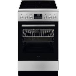AEG Elektro-Standherd "CCB54490BM", Energieeffizienz: A (A+++-D), silber (edelstahl mit antifingerprint), Herdsets, Gleichmäßiges Garen auf 3 Ebenen mit 8 Programmen,inkl. Zubehör, Timer