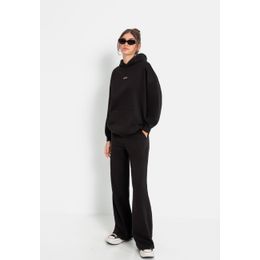 Hoodie LSCN BY LASCANA, Damen, Gr. 40/42, schwarz, Sweatware, Obermaterial: 60% Baumwolle, 40% Polyester, unifarben, bequem normal, ohne Ausschnitt, Rippb&uuml;ndchen, Sweatshirts Hoodie, mit aufgesetzter K&auml;ngurutasche