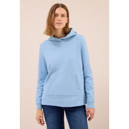 Sweatshirt Cecil, Damen, Gr. L42, blau (light sky blau), Web, 100% Baumwolle, unifarben, Casual, normal, ohne Ausschnitt, Sweatshirts, aus reiner Baumwolle