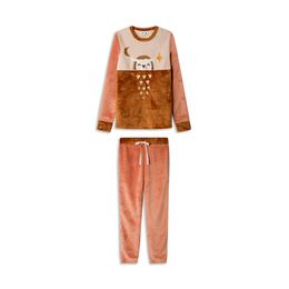 Gisela Pyjama 'Set' Damen Gr&ouml;&szlig;e M braun / pastellpink Winterkleid