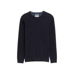 Tom Tailor Herren Strickpullover aus Bio-Baumwolle, blau, Meliert, Gr. M