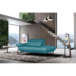 Egoitaliano Ottomane »Anais, erstklassiges Designsofa, Breite 179 cm, Fußfarbe schattengrau« Kopfteil verstellbar, Leder CAREZZA, türkis türkis