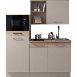 BASIC BY BALCULINA Pantryk&uuml;che &raquo;Marlon Pantryk&uuml;che BxHxT 165x210x60 cm&laquo; Breite 165cm, wahlweise mit E-Ger&auml;ten, Metallgriffe K&uuml;che: natur + Front:...