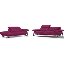 Egoitaliano Sofa »Anais, Design mit hohem Sitzkomfort, Fußfarbe schattengrau« Set, Kopfteil verstellbar, Luxus-Microfaser, fuchsia fuchsia