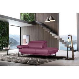 Egoitaliano Ottomane »Anais, erstklassiges Designsofa, Breite 179 cm, Fußfarbe schattengrau« Kopfteil verstellbar, Leder NUVOLE, violett violett