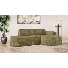 OTTO HOME Ecksofa »ADELLA XL Design-Sofa mit Recamiere rechts/links, 263/159/76 cm« L-Form XL mit Wellenunterfederung, runde Form, auch in Cord grün