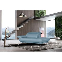 Egoitaliano Ottomane »Anais, erstklassiges Designsofa, Breite 179 cm, Fußfarbe chrom« Kopfteil verstellbar, Leder CAREZZA, himmelblau himmelblau