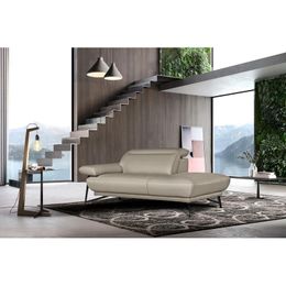 Egoitaliano Ottomane »Anais, erstklassiges Designsofa, Breite 179 cm, Fußfarbe schattengrau« Kopfteil verstellbar, Leder CAREZZA, grau grau