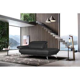 Egoitaliano Ottomane »Anais, erstklassiges Designsofa, Breite 179 cm, Fußfarbe chrom« Kopfteil verstellbar, Leder BULL, schwarz schwarz