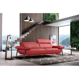 Egoitaliano 2, 5-Sitzer »Anais, Designsofa mit erstklassigem Sitzkomfort, Fußfarbe schattengrau« Kopfteil verstellbar, 232 cm, Leder NUVOLE, rot rot
