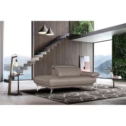 Egoitaliano Ottomane »Anais, erstklassiges Designsofa, Breite 179 cm, Fußfarbe chrom« Kopfteil verstellbar, Leder BACIO, safari safari