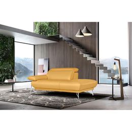 Egoitaliano Ottomane »Anais, erstklassiges Designsofa, Breite 179 cm, Fußfarbe chrom« Kopfteil verstellbar, Leder BULL, gelb gelb