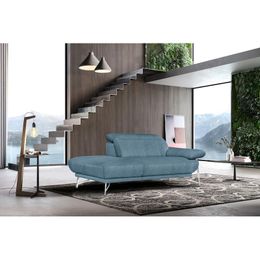Egoitaliano Ottomane »Anais, erstklassiges Designsofa, Breite 179 cm, Fußfarbe chrom« Kopfteil verstellbar, Luxus-Microfaser Lederoptik, hellblau...