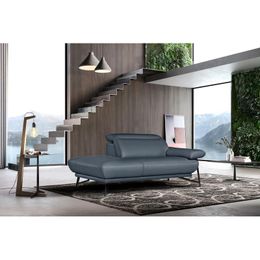Egoitaliano Ottomane »Anais, erstklassiges Designsofa, Breite 179 cm, Fußfarbe schattengrau« Kopfteil verstellbar, Leder BULL, smoke smoke