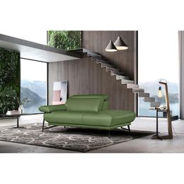 Egoitaliano Ottomane »Anais, erstklassiges Designsofa, Breite 179 cm, Fußfarbe schattengrau« Kopfteil verstellbar, Leder CAREZZA, grün grün
