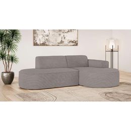 OTTO HOME Ecksofa »ADELLA XL Design-Sofa mit Recamiere rechts/links, 263/159/76 cm« L-Form XL mit Wellenunterfederung, runde Form, auch in Cord taupe