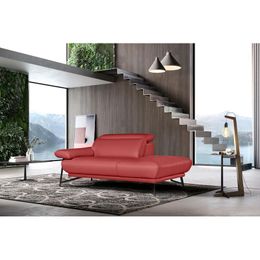 Egoitaliano Ottomane »Anais, erstklassiges Designsofa, Breite 179 cm, Fußfarbe schattengrau« Kopfteil verstellbar, Leder NUVOLE, rot rot