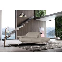Egoitaliano Ottomane »Anais, erstklassiges Designsofa, Breite 179 cm, Fußfarbe chrom« Kopfteil verstellbar, Luxus-Microfaser Lederoptik, opal grau...