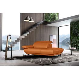 Egoitaliano Ottomane »Anais, erstklassiges Designsofa, Breite 179 cm, Fußfarbe schattengrau« Kopfteil verstellbar, Leder BULL, orange orange