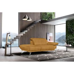 Egoitaliano Ottomane »Anais, erstklassiges Designsofa, Breite 179 cm, Fußfarbe chrom« Kopfteil verstellbar, Luxus-Microfaser Lederoptik, gelb gelb