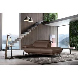 Egoitaliano Ottomane »Anais, erstklassiges Designsofa, Breite 179 cm, Fußfarbe schattengrau« Kopfteil verstellbar, Leder BULL, chocolate chocolate