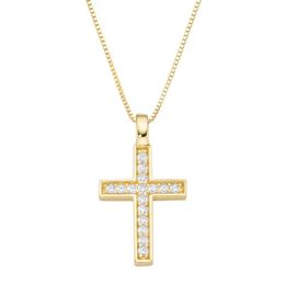 Firetti Kette mit Anhänger »Schmuck Geschenk Silber 925 Halsschmuck Halskette Venezianer Kreuz« mit Zirkonia (synth.) gelbgoldfarben-kristallweiß...