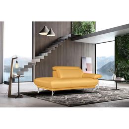 Egoitaliano Ottomane »Anais, erstklassiges Designsofa, Breite 179 cm, Fußfarbe chrom« Kopfteil verstellbar, Leder BULL, gelb gelb