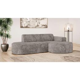 OTTO HOME Ecksofa »ADELLA XL Design-Sofa mit Recamiere rechts/links, 263/159/76 cm« L-Form XL mit Wellenunterfederung, runde Form, auch in Cord braun