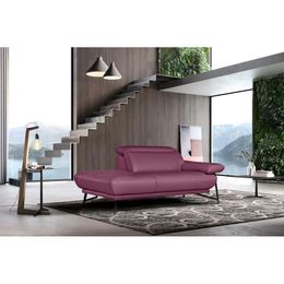 Egoitaliano Ottomane »Anais, erstklassiges Designsofa, Breite 179 cm, Fußfarbe schattengrau« Kopfteil verstellbar, Leder NUVOLE, violett violett