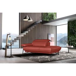 Egoitaliano Ottomane »Anais, erstklassiges Designsofa, Breite 179 cm, Fußfarbe schattengrau« Kopfteil verstellbar, Leder BULL, marsala marsala