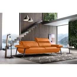Egoitaliano 2, 5-Sitzer »Anais, Designsofa mit erstklassigem Sitzkomfort, Fußfarbe schattengrau« Kopfteil verstellbar, 232 cm, Leder BULL, orange...