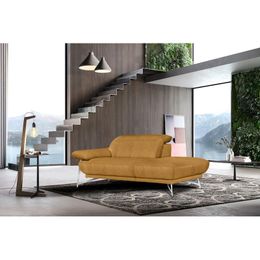 Egoitaliano Ottomane »Anais, erstklassiges Designsofa, Breite 179 cm, Fußfarbe chrom« Kopfteil verstellbar, Luxus-Microfaser Lederoptik, gelb gelb